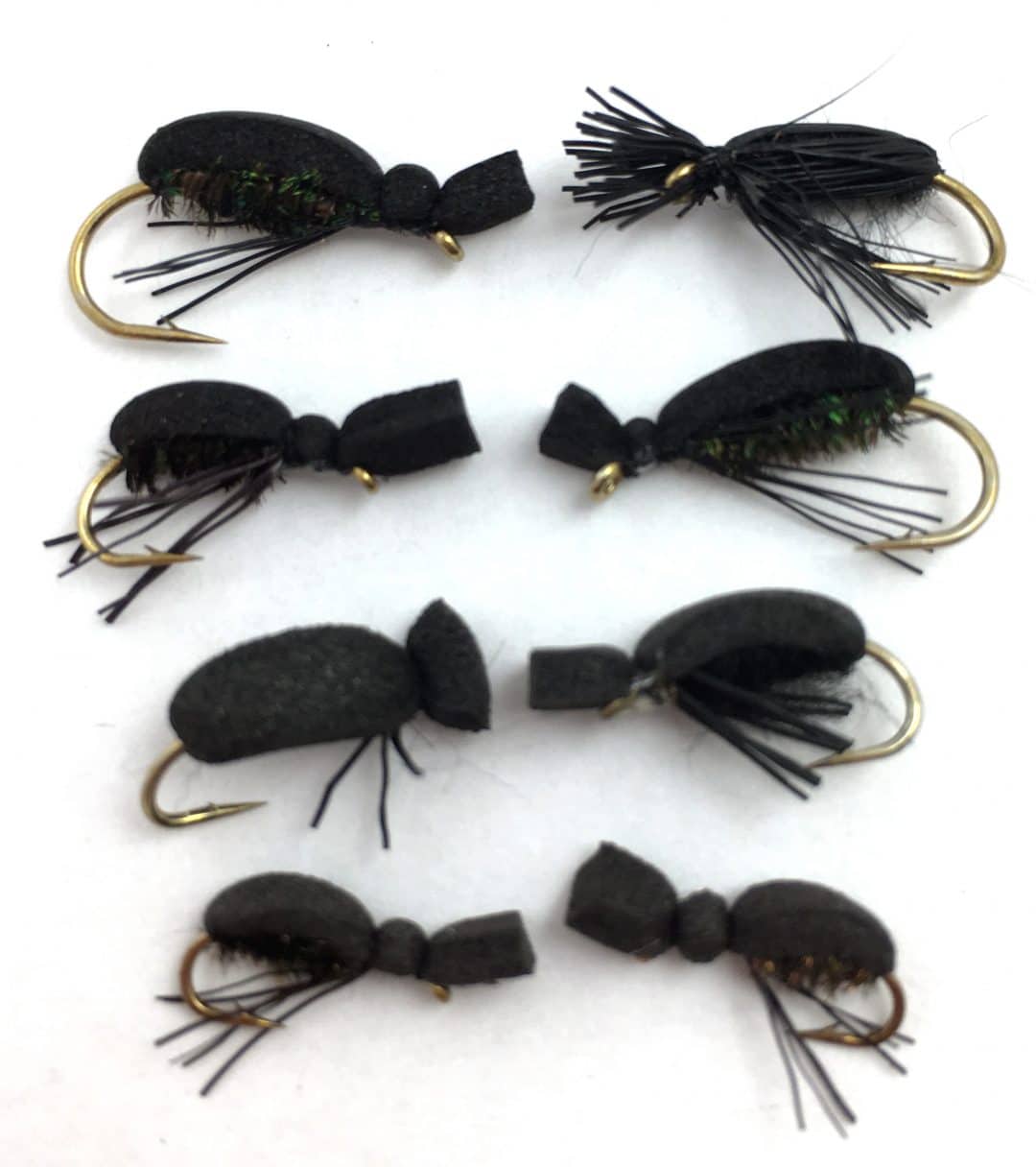 Fly Fishing BLACK BEETLE Set of Eight(8) sized 10-16 for trout chub ...