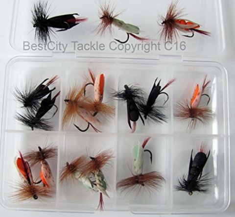 Fly Fishing FLOATING WINGED FOAM FLIES 16 Flies in Fly box Lure Trout ...